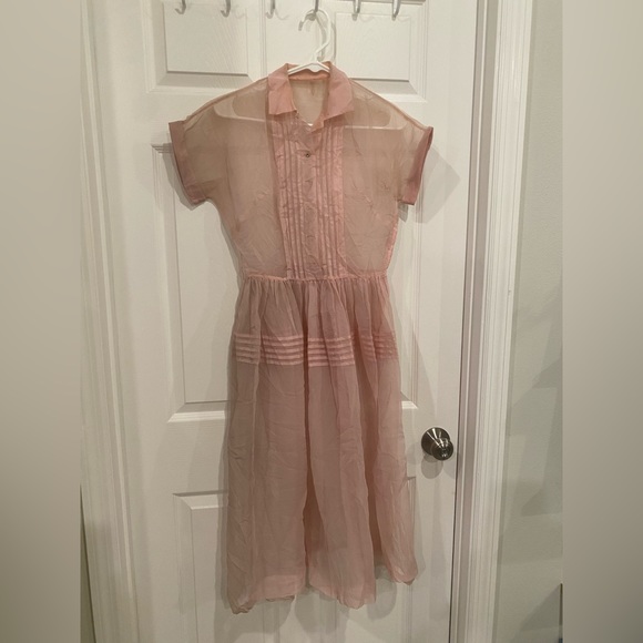 unsure | Dresses | Vintage Sheer Light Pink Dress | Poshmark